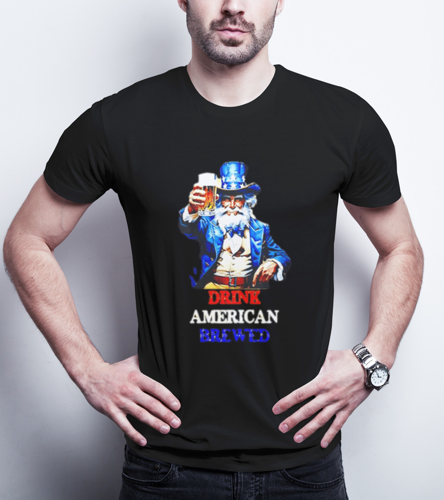 PlanetBeerGear Drink American Brewed Uncle Sam Beer Cheers T-Shirt