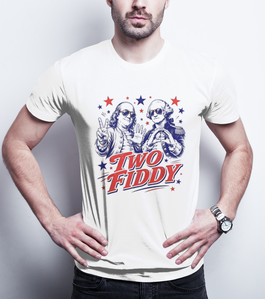Benjamin Franklin George Washington Two Fiddy America 250 Years Anniversary Celebration T-Shirt