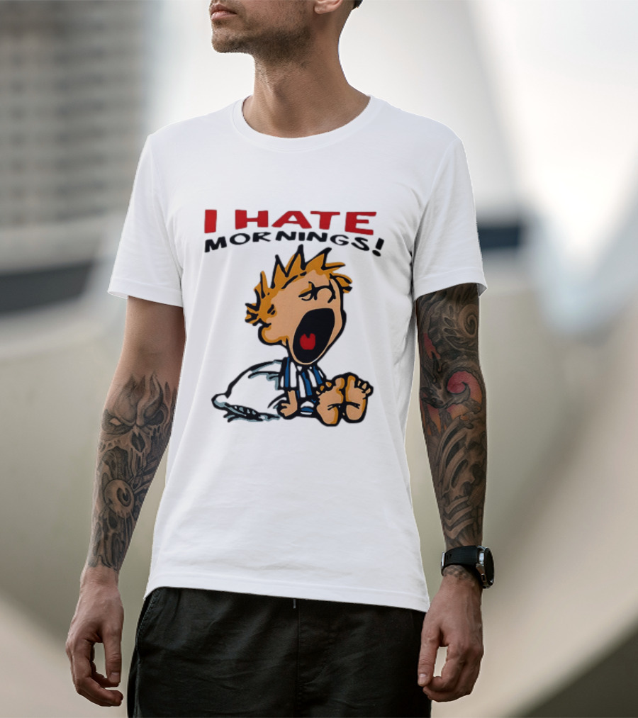 Calvin I Hate Mornings Comic T-Shirt