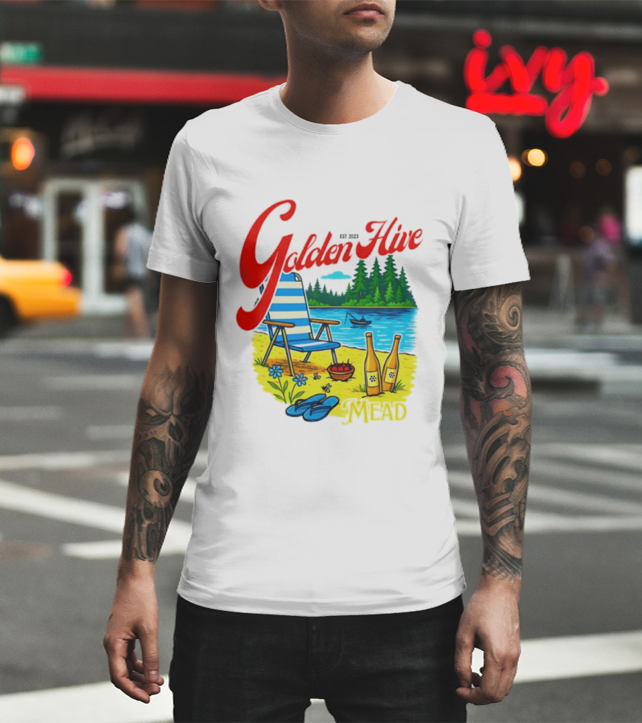 Golden Hive Mead Est 2023 Lakefront Bliss Vintage Escape T-Shirt