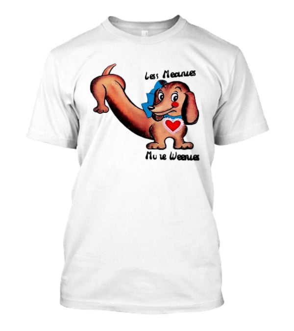 Less Meanies More Weenies Cute Dachshund With Heart And Bow T-Shirt
