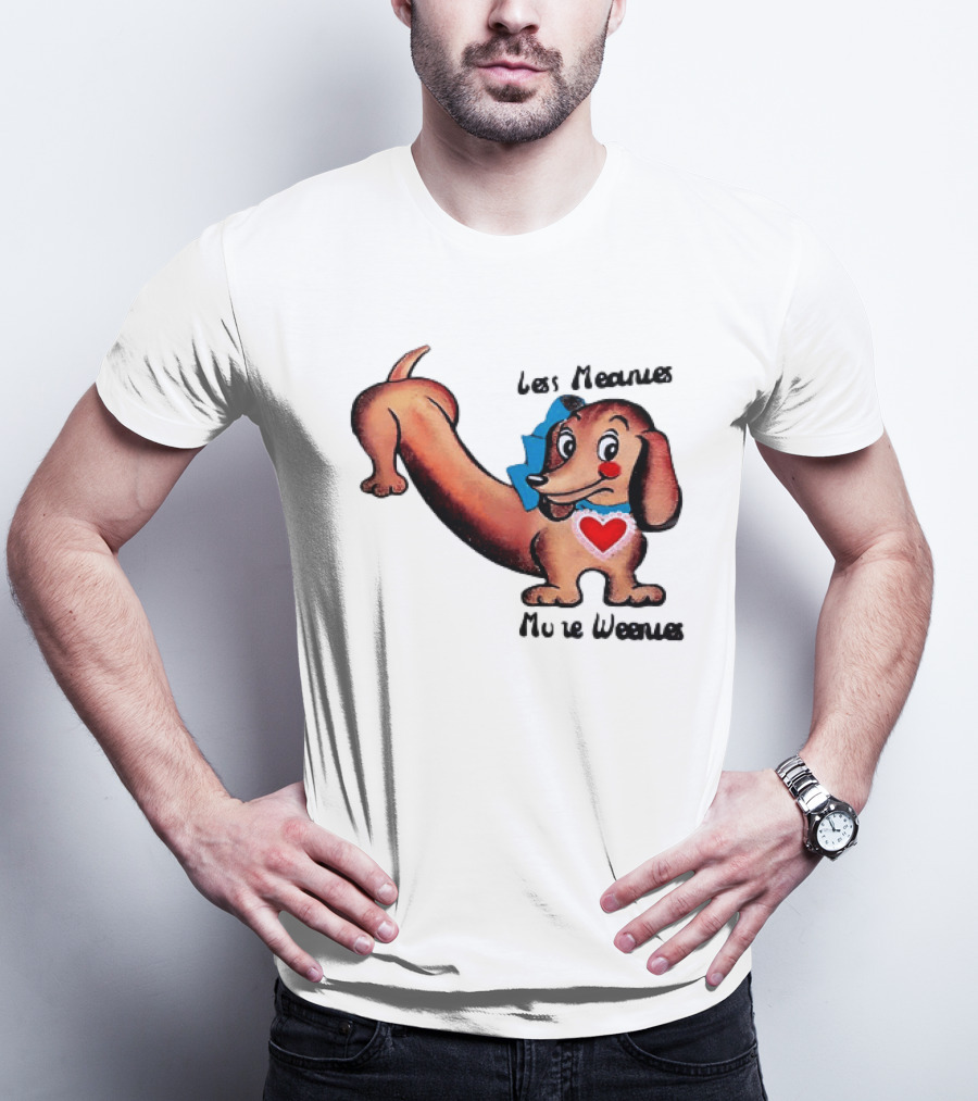 Less Meanies More Weenies Cute Dachshund With Heart And Bow T-Shirt