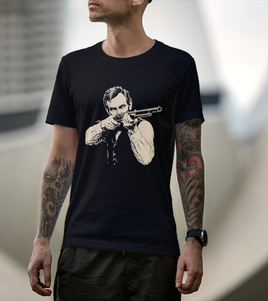 Abraham Lincoln With Lever Action Rifle Famous United States President T-Shirt