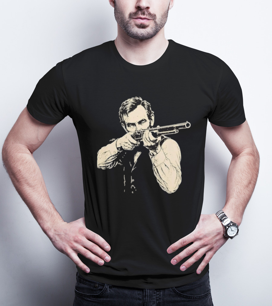 Abraham Lincoln With Lever Action Rifle Famous United States President T-Shirt