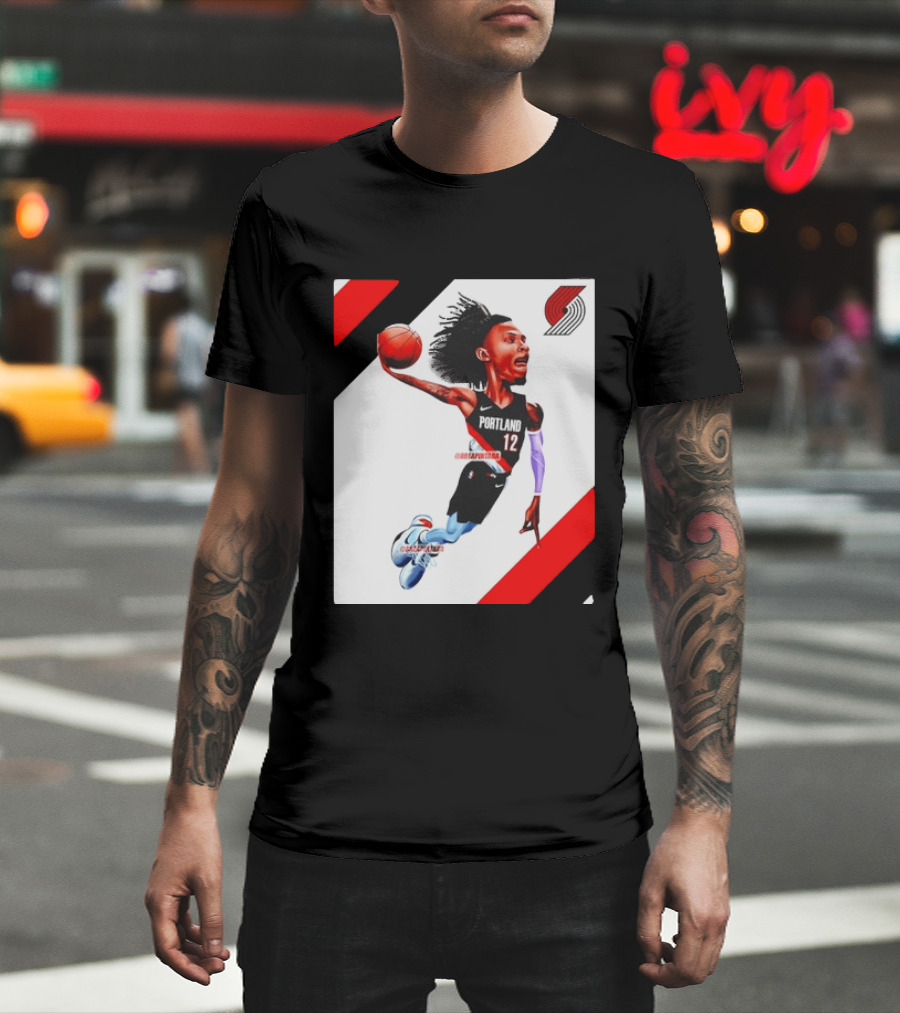 Portland Trail Blazers Ja Morant Crossover Art Dunking Basketball Player Jersey 12 T-Shirt