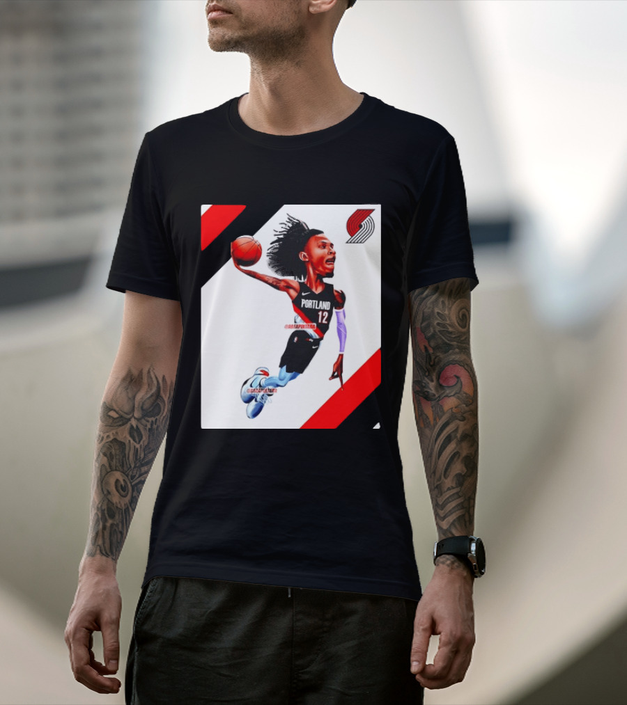 Portland Trail Blazers Ja Morant Crossover Art Dunking Basketball Player Jersey 12 T-Shirt