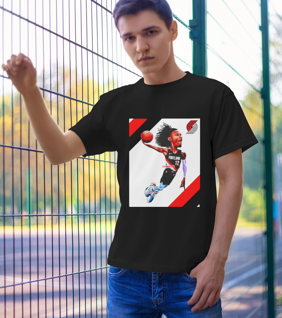 Portland Trail Blazers Ja Morant Crossover Art Dunking Basketball Player Jersey 12 T-Shirt