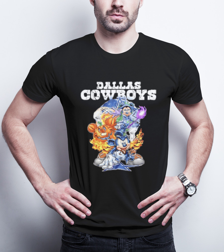 Dallas Cowboys Disney Halloween Mickey Pumpkin Magic Collaboration T-Shirt