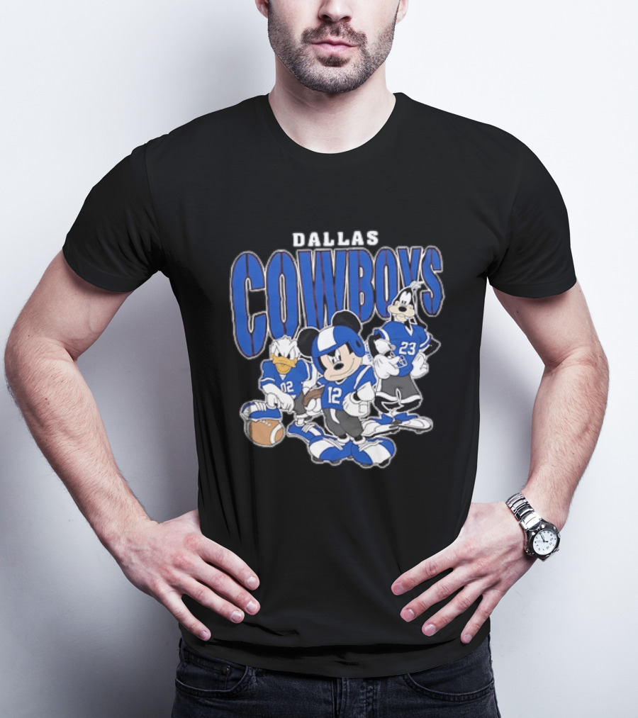 Dallas Cowboys Mickey Mouse Donald Duck Goofy Football Team Collaboration T-Shirt