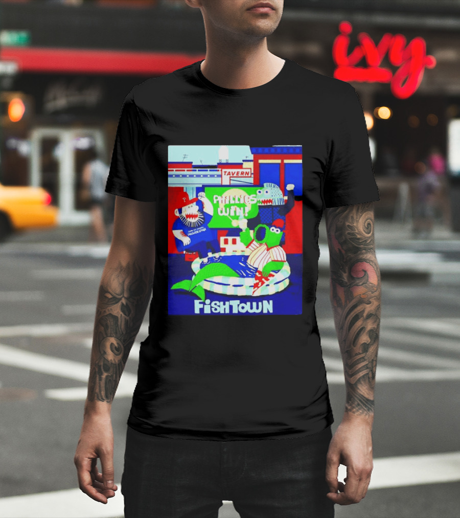 Phillies Win City Of Neighborhoods Fishtown Phillies Phanatic Tavern Scene T-Shirt