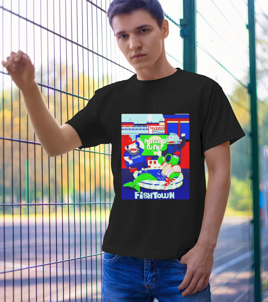 Phillies Win City Of Neighborhoods Fishtown Phillies Phanatic Tavern Scene T-Shirt