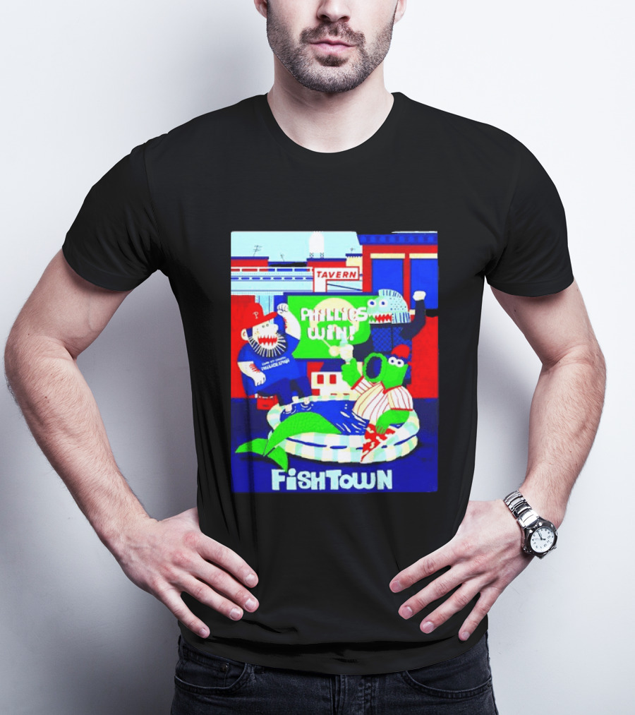 Phillies Win City Of Neighborhoods Fishtown Phillies Phanatic Tavern Scene T-Shirt