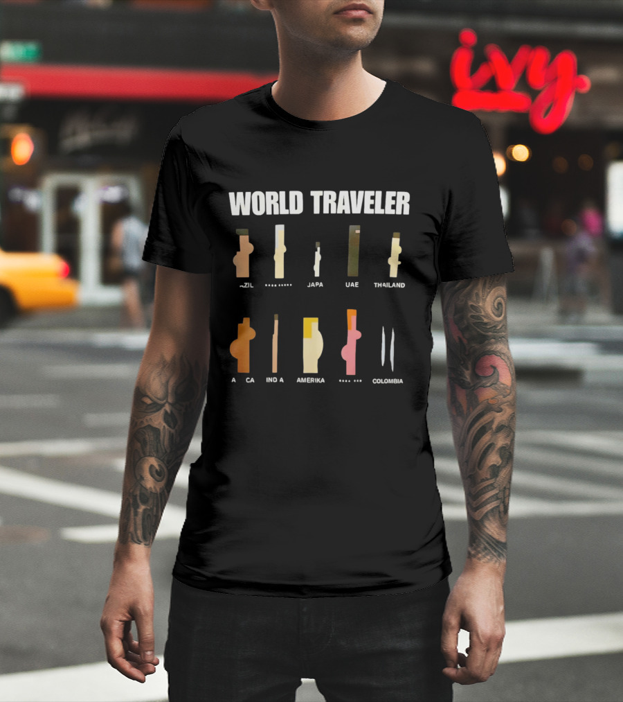 World Traveler Brazil Japan UAE Thailand Africa India America Colombia 2026 T-Shirt