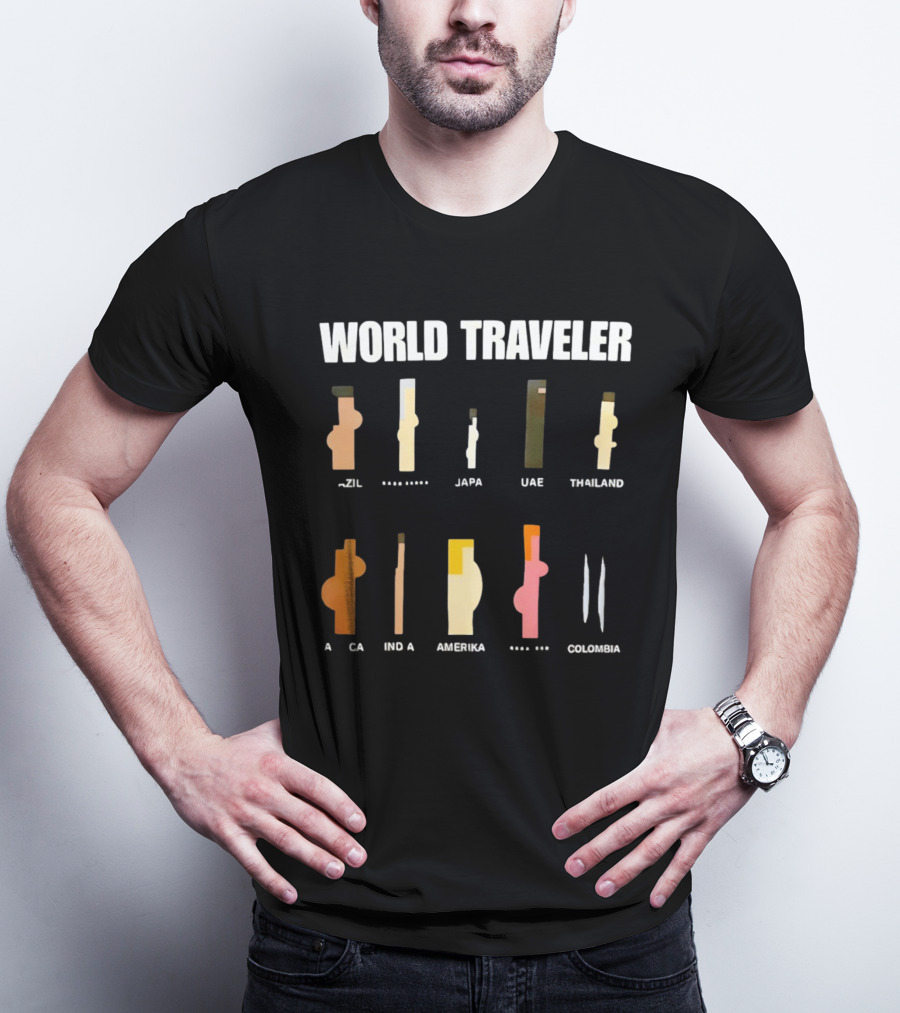 World Traveler Brazil Japan UAE Thailand Africa India America Colombia 2026 T-Shirt