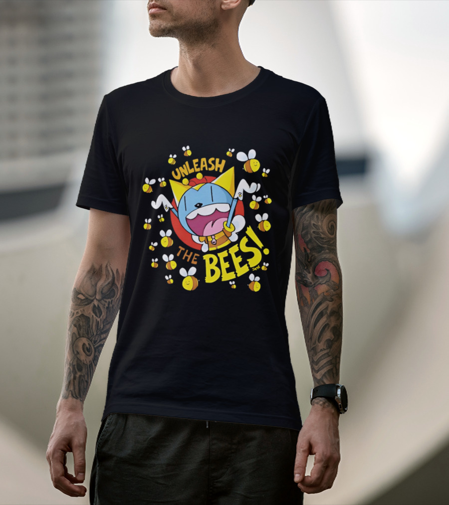 Unleash The Bees Looshkin Cartoon Character Honeycombs T-Shirt