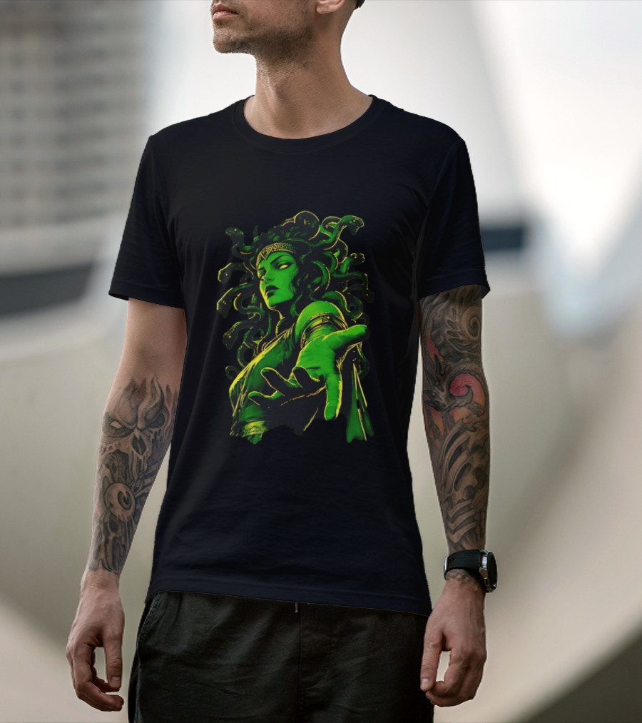 Medusa Mythology You Won't Feel A Thing Green Aura Serpent Hair T-Shirt