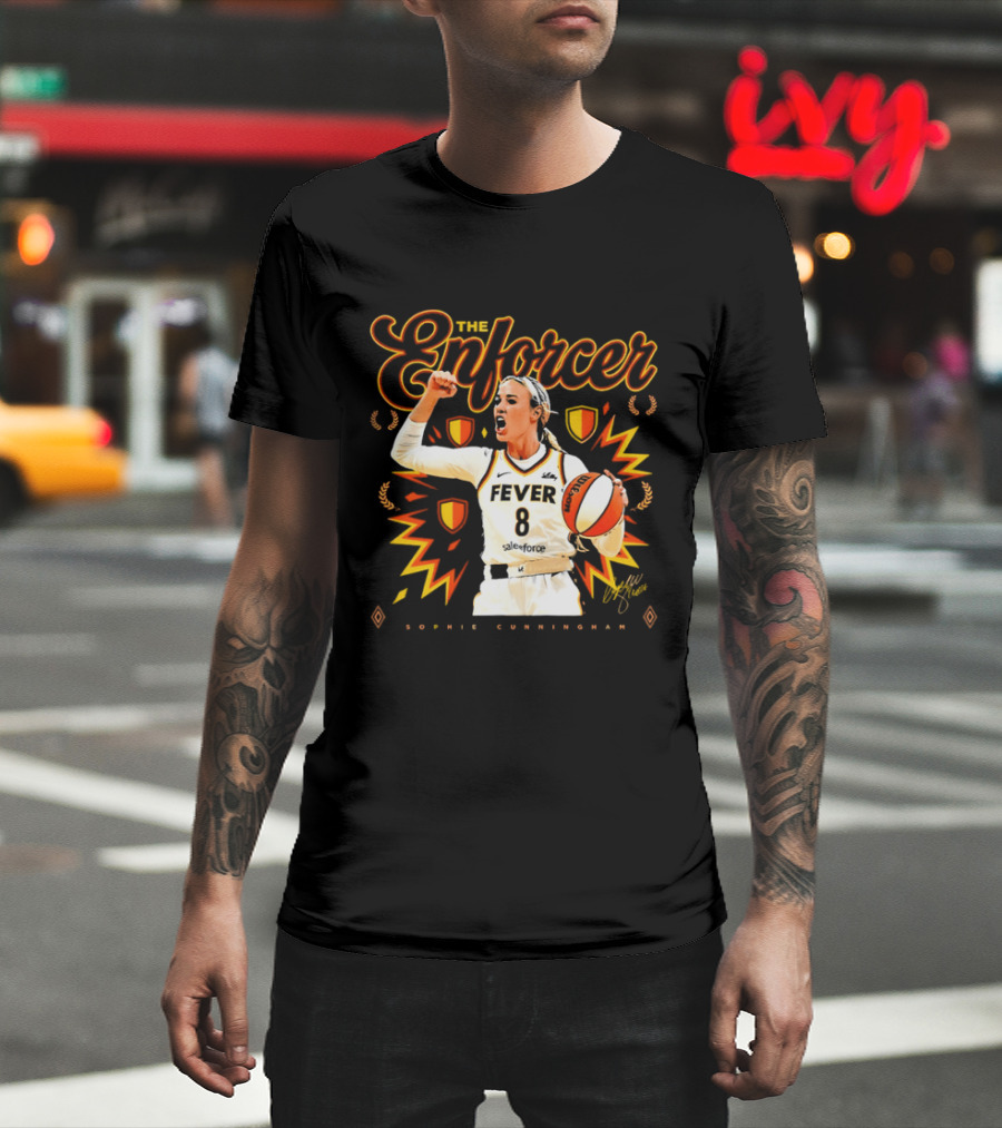 The Enforcer Sophie Cunningham Fever 8 Indiana Basketball WNBA 2026 T-Shirt