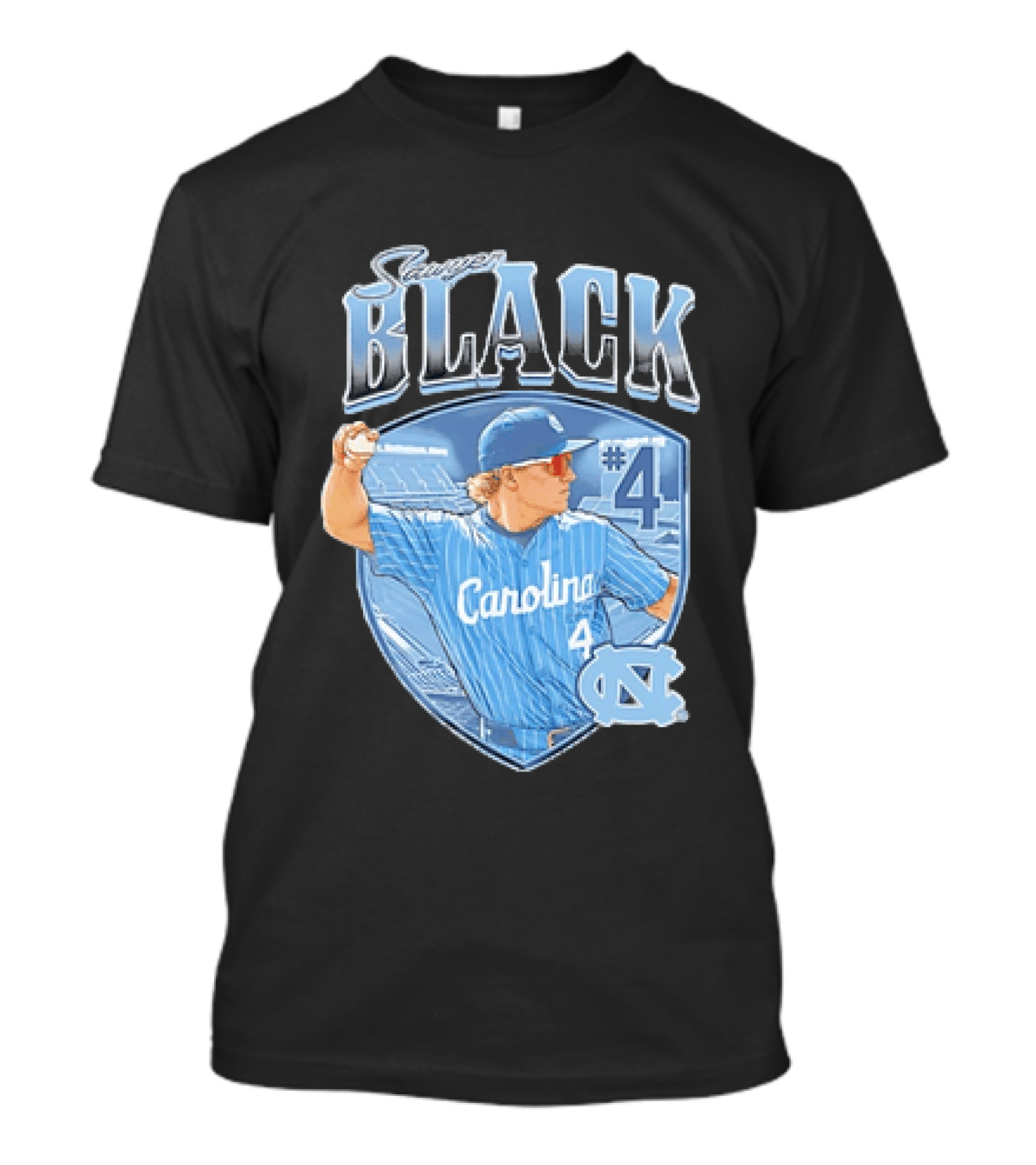 Sawyer Black Carolina Tar Heels #4 Baseball Player T-Shirt