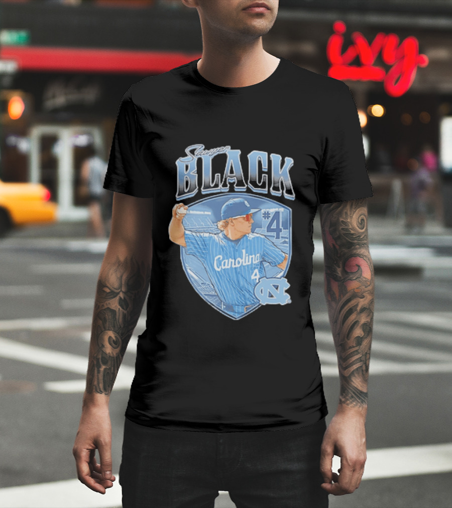 Sawyer Black Carolina Tar Heels #4 Baseball Player T-Shirt