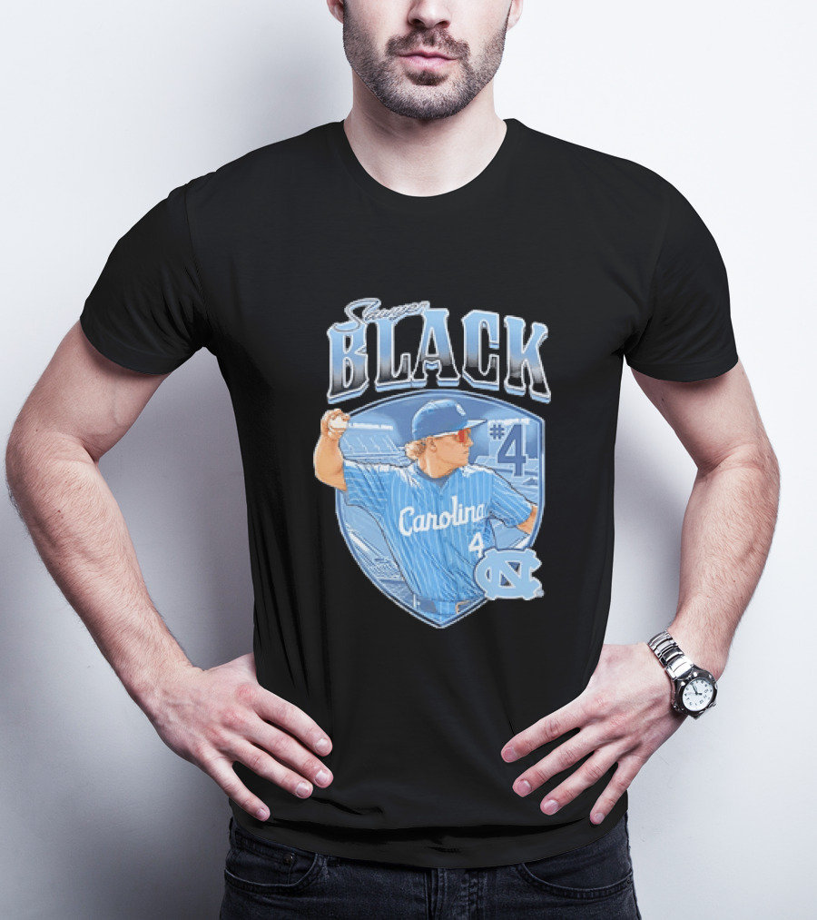 Sawyer Black Carolina Tar Heels #4 Baseball Player T-Shirt
