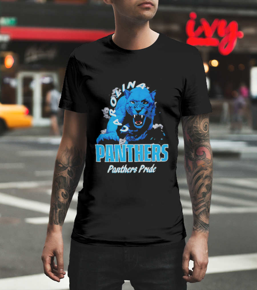 Carolina Panthers Pride Charging Forward Fierce Blue Panther T-Shirt