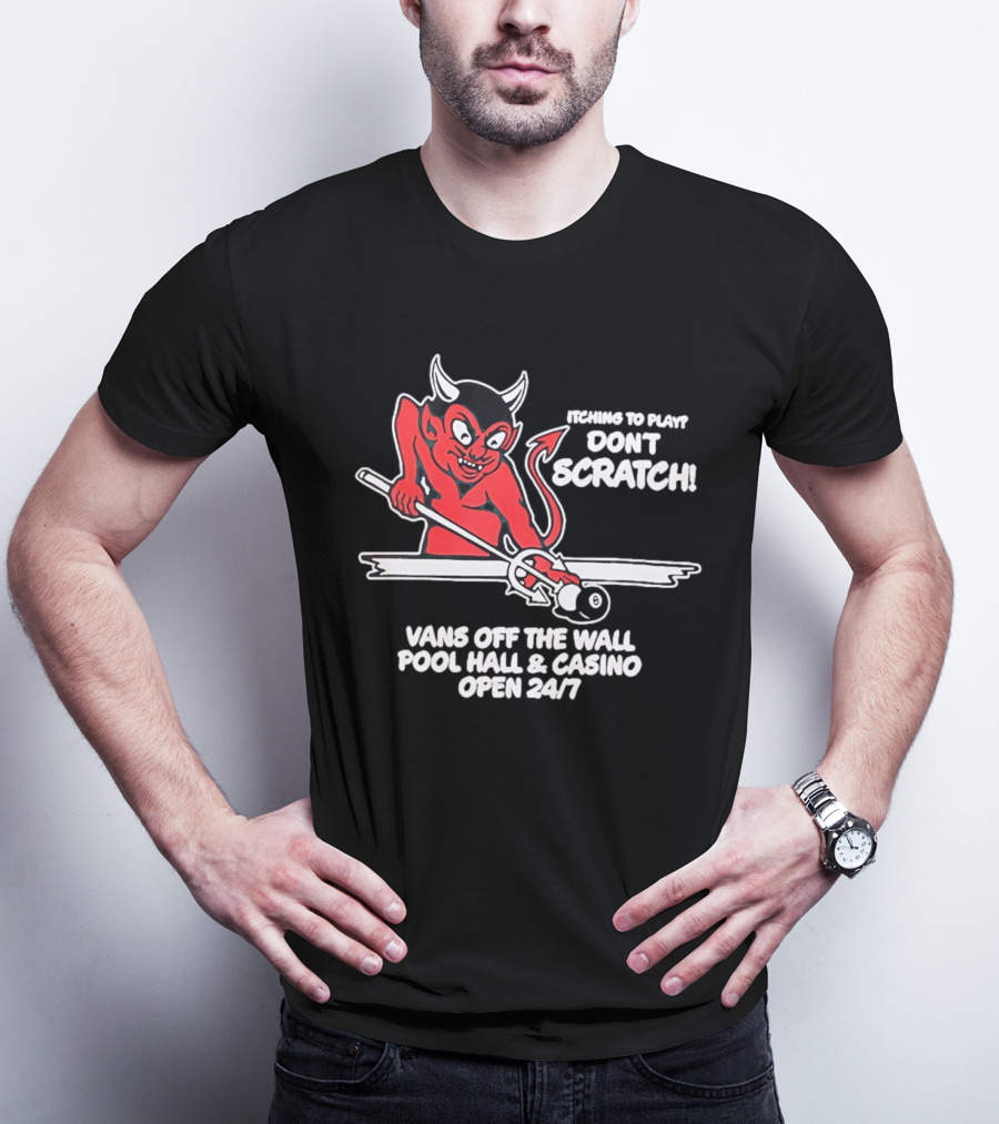 Vans Off The Wall Pool Hall & Casino Itching To Play Don't Scratch Open 24/7 T-Shirt
