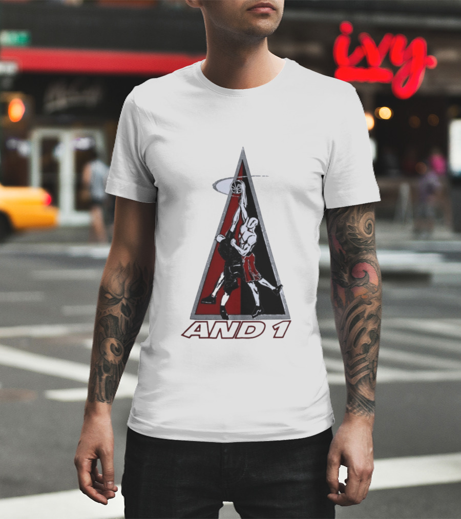 AND 1 Basketball Players Dunking Triangle T-Shirt