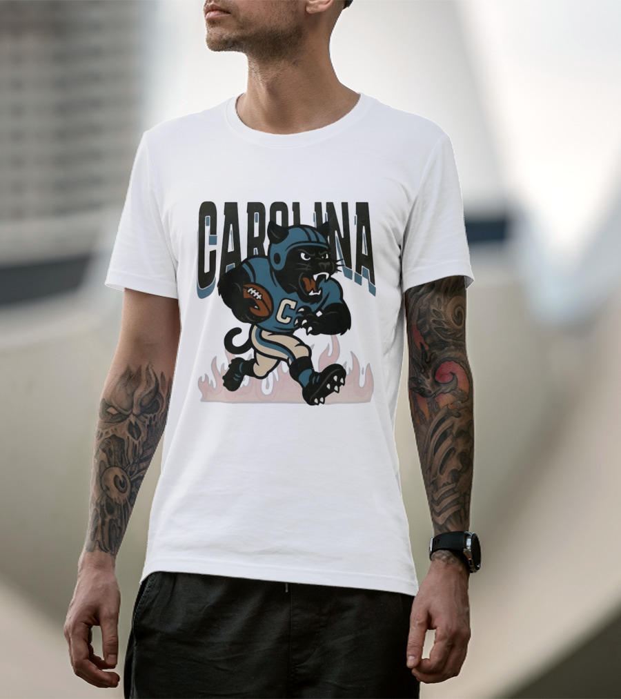 Carolina Panther Football Player Running With Ball T-Shirt