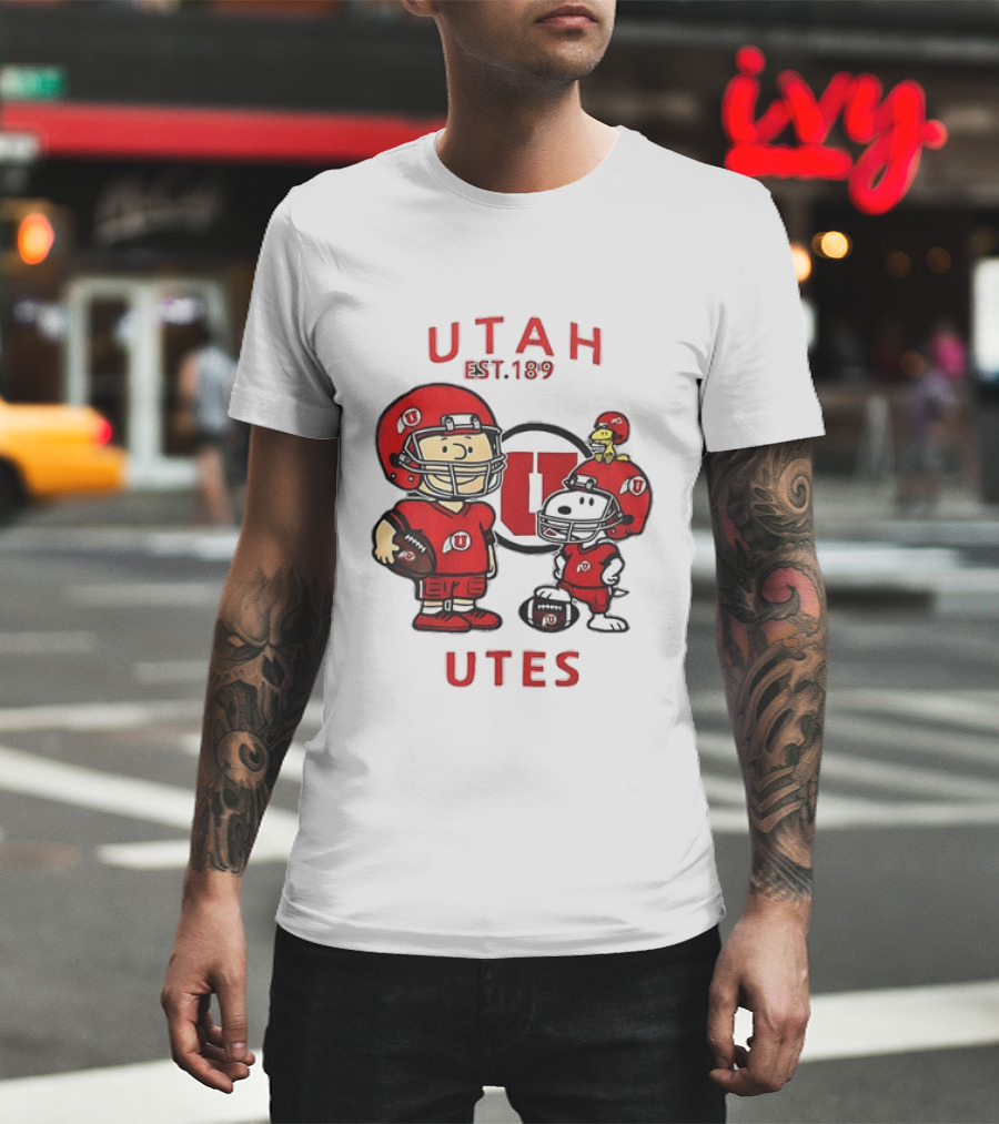 Charlie Brown Snoopy Woodstock Utah Utes EST 1892 Football Team T-Shirt
