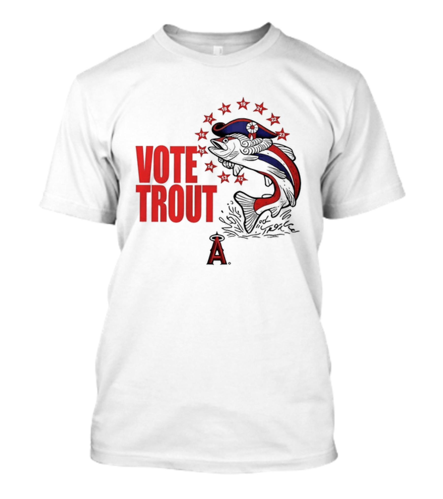 Los Angeles Angels Vote Trout Red Blue Star Fish T-Shirt
