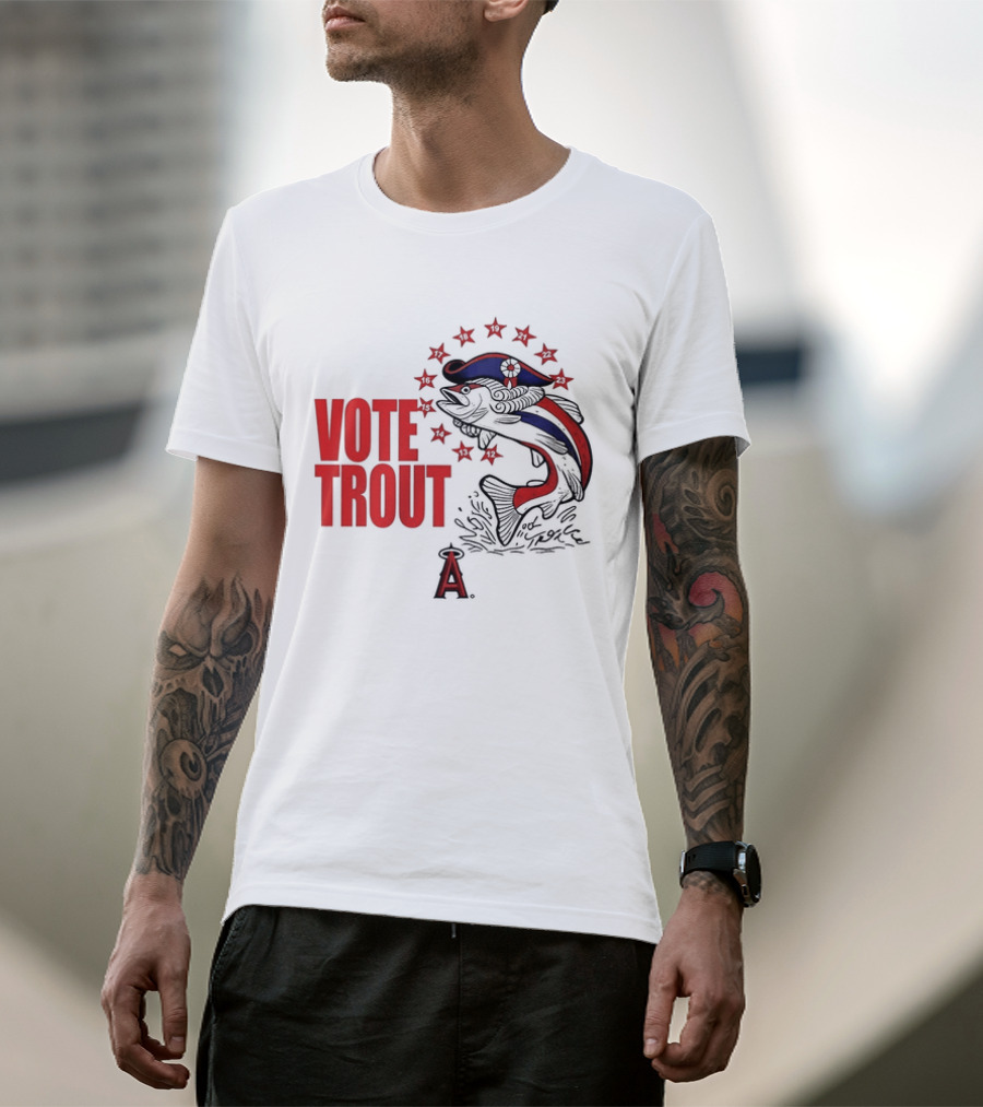 Los Angeles Angels Vote Trout Red Blue Star Fish T-Shirt