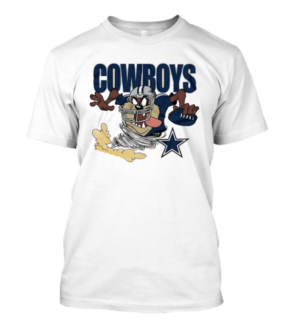 Cowboys Looney Tunes Taz Football Star Burst Dallas Team Collaboration T-Shirt