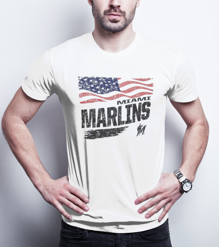 Miami Marlins MLB United States Flag T-Shirt