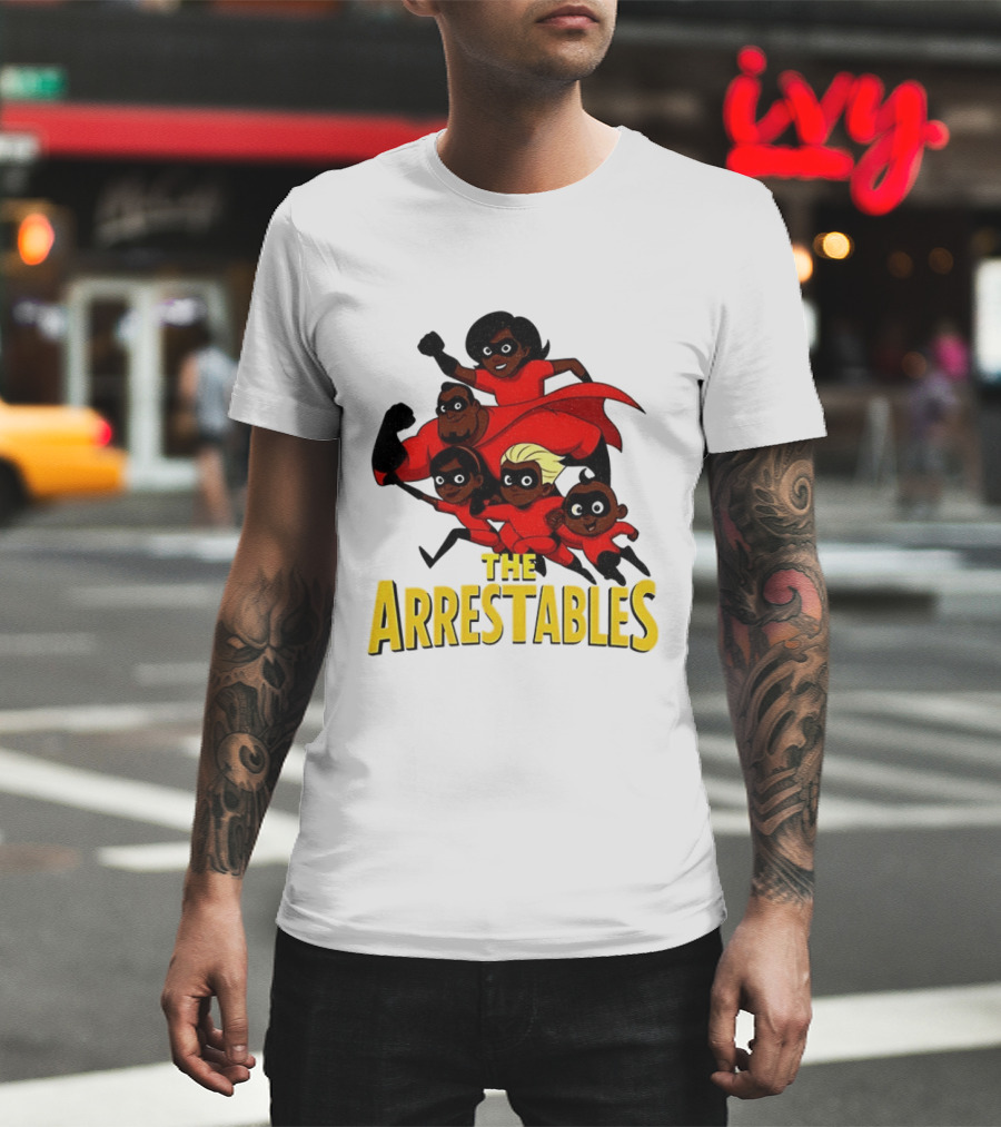 The Arrestables Superhero Family In Red Suits T-Shirt