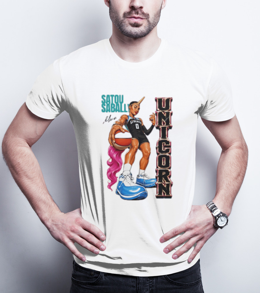 Satou Sabally New York Liberty Unicorn Basketball Player With Ball T-Shirt