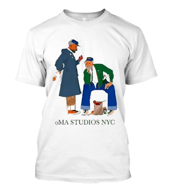 OMA Studios NYC Old Men Friends Talking Together In The Street Casual Street Scene T-Shirt