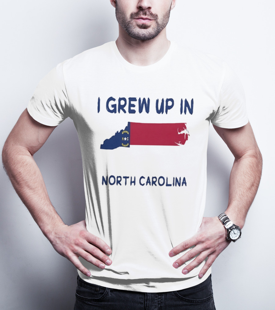 North Carolina Roots Southern Heritage I Grew Up In NC State Flag T-Shirt