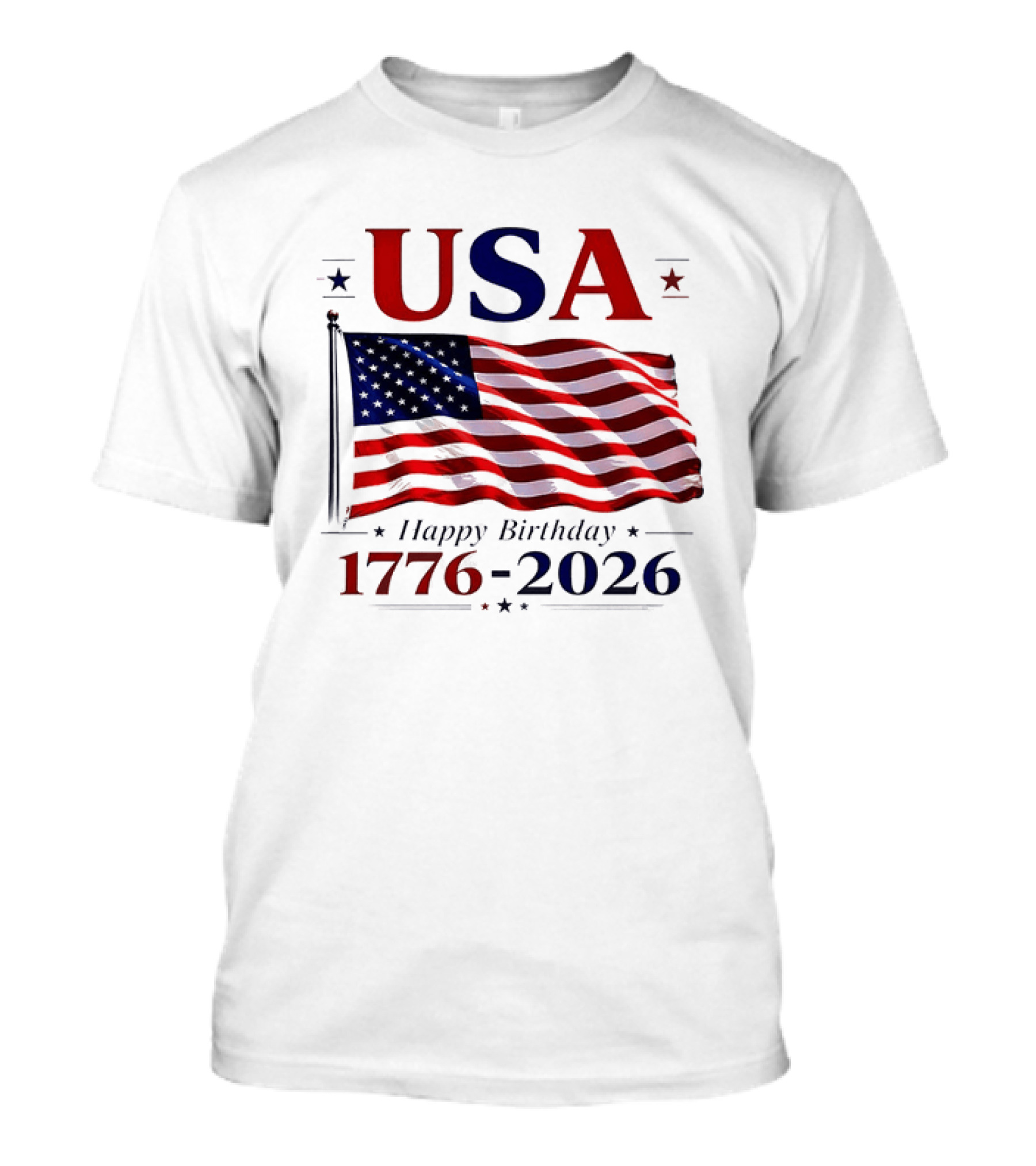 USA Flag Happy Birthday 1776 2026 T-Shirt