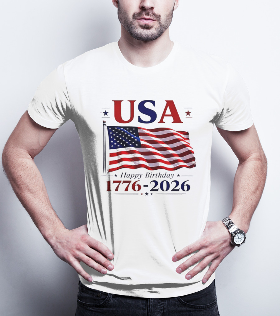 USA Flag Happy Birthday 1776 2026 T-Shirt