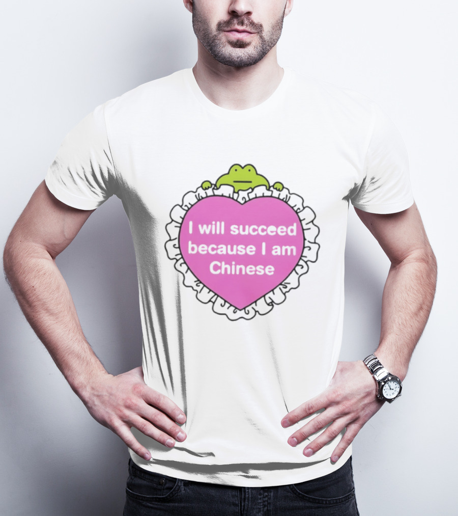 I Will Succeed Because I Am Chinese Pink Heart Frog T-Shirt