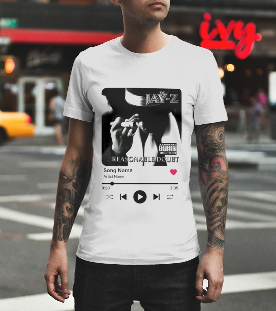 Jay Z Reasonable Doubt Song Name Artist Name Parental Advisory Explicit Content Iconic Album Cover T-Shirt
