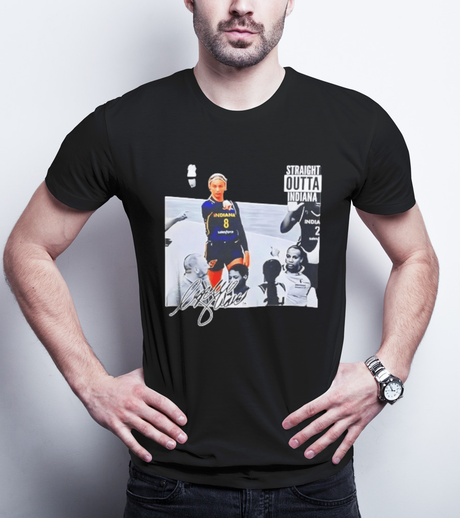 Caitlin Clark Pointing Indiana Fever Basketball Player Straight Outta Indiana T-Shirt