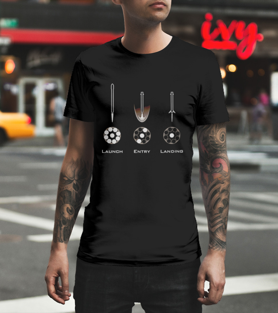 Launch Entry Landing Falcon Rocket Phases T-Shirt