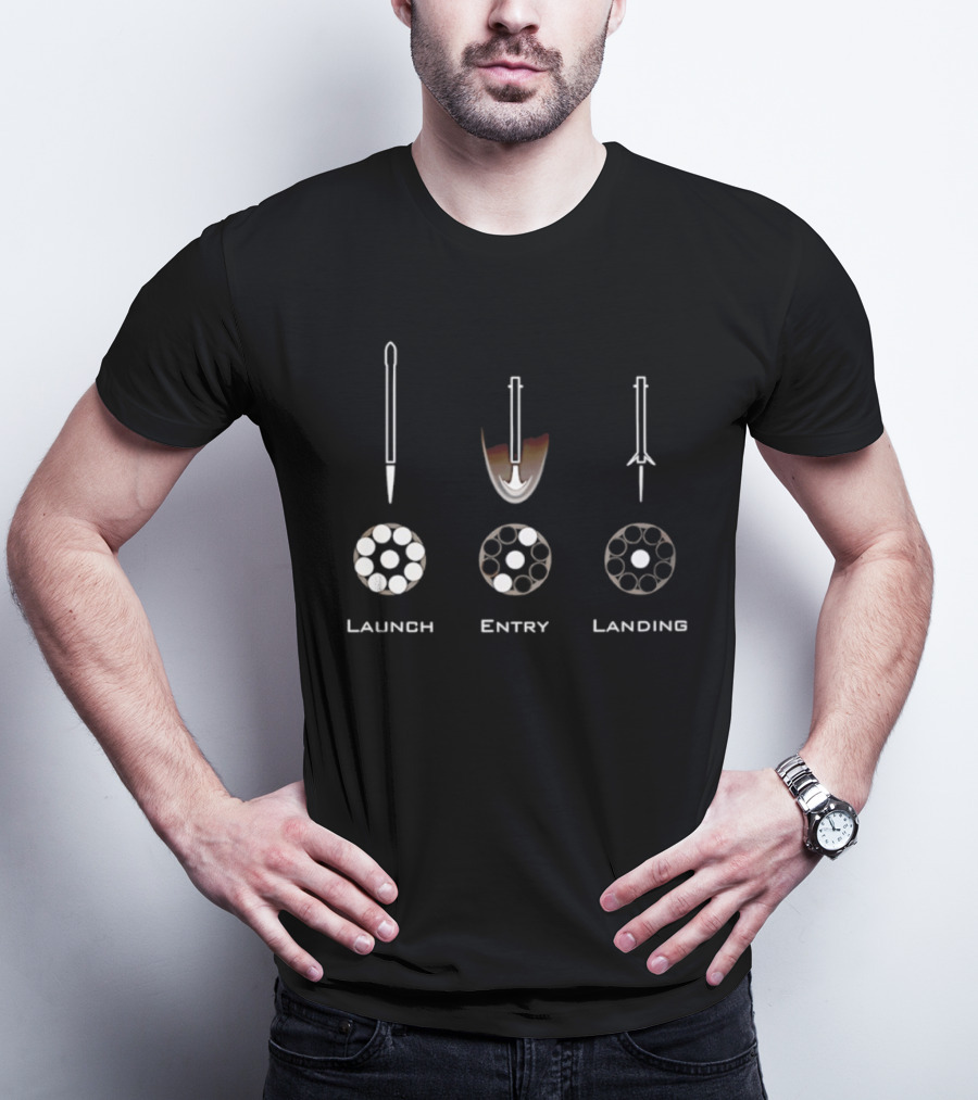 Launch Entry Landing Falcon Rocket Phases T-Shirt