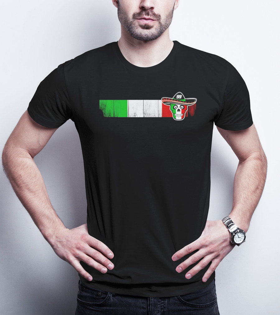 Daniel Suarez 99 Skull Sombrero Mexican Flag T-Shirt