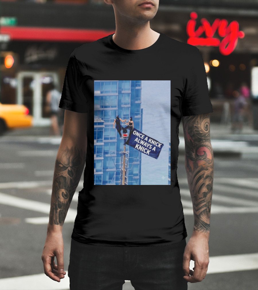 New York Knicks Once A Knick Always A Knick Flag Empire State Building NYC T-Shirt