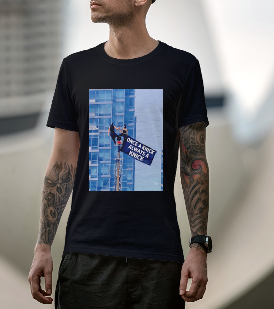 New York Knicks Once A Knick Always A Knick Flag Empire State Building NYC T-Shirt