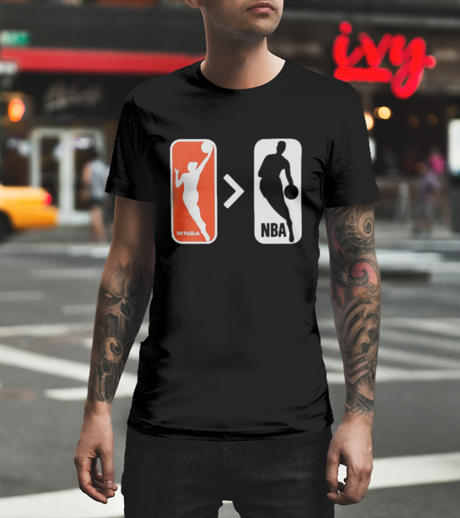 WNBA Logo Greater Than NBA Logo Comparison T-Shirt