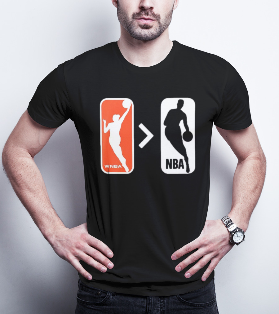 WNBA Logo Greater Than NBA Logo Comparison T-Shirt