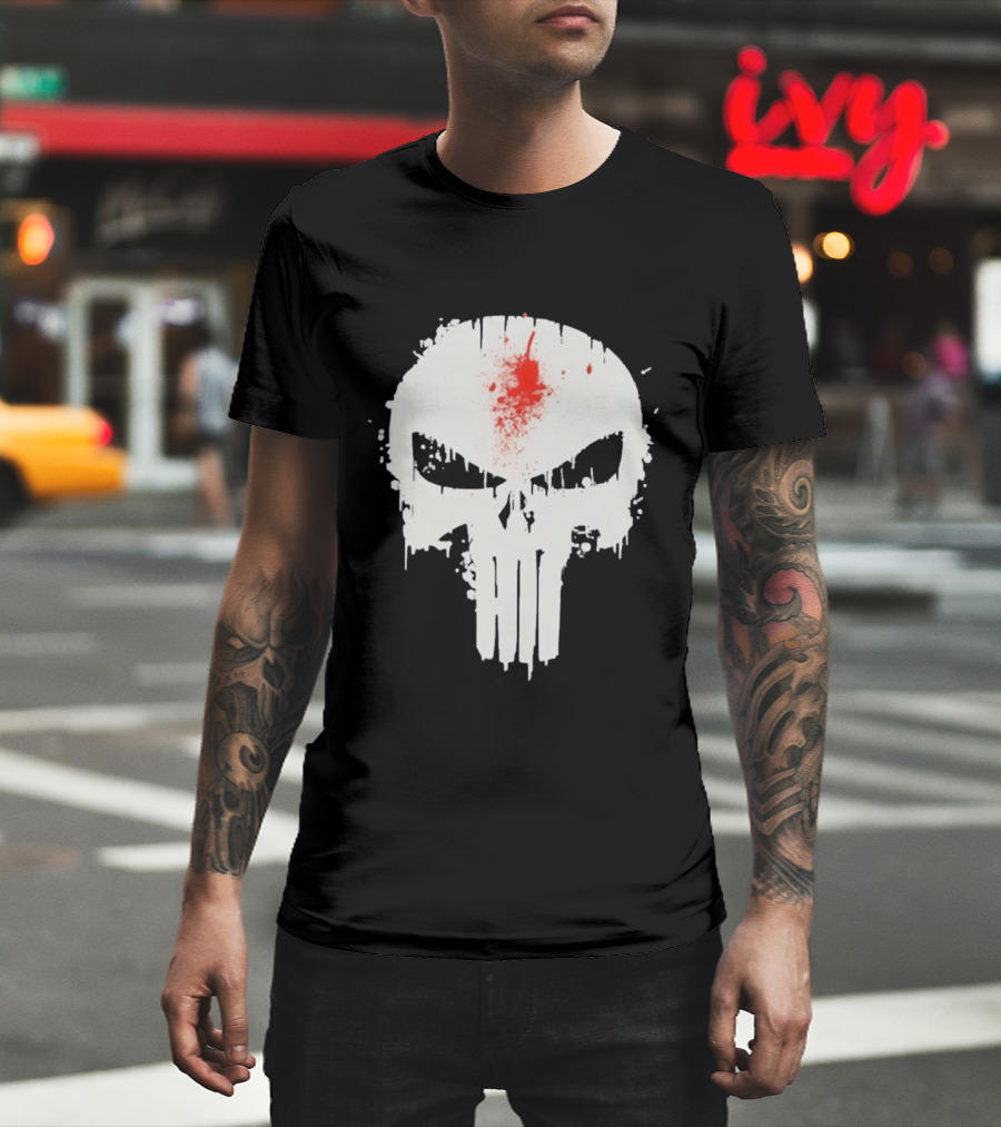 Punisher Skull Bleeding Head Shot T-Shirt